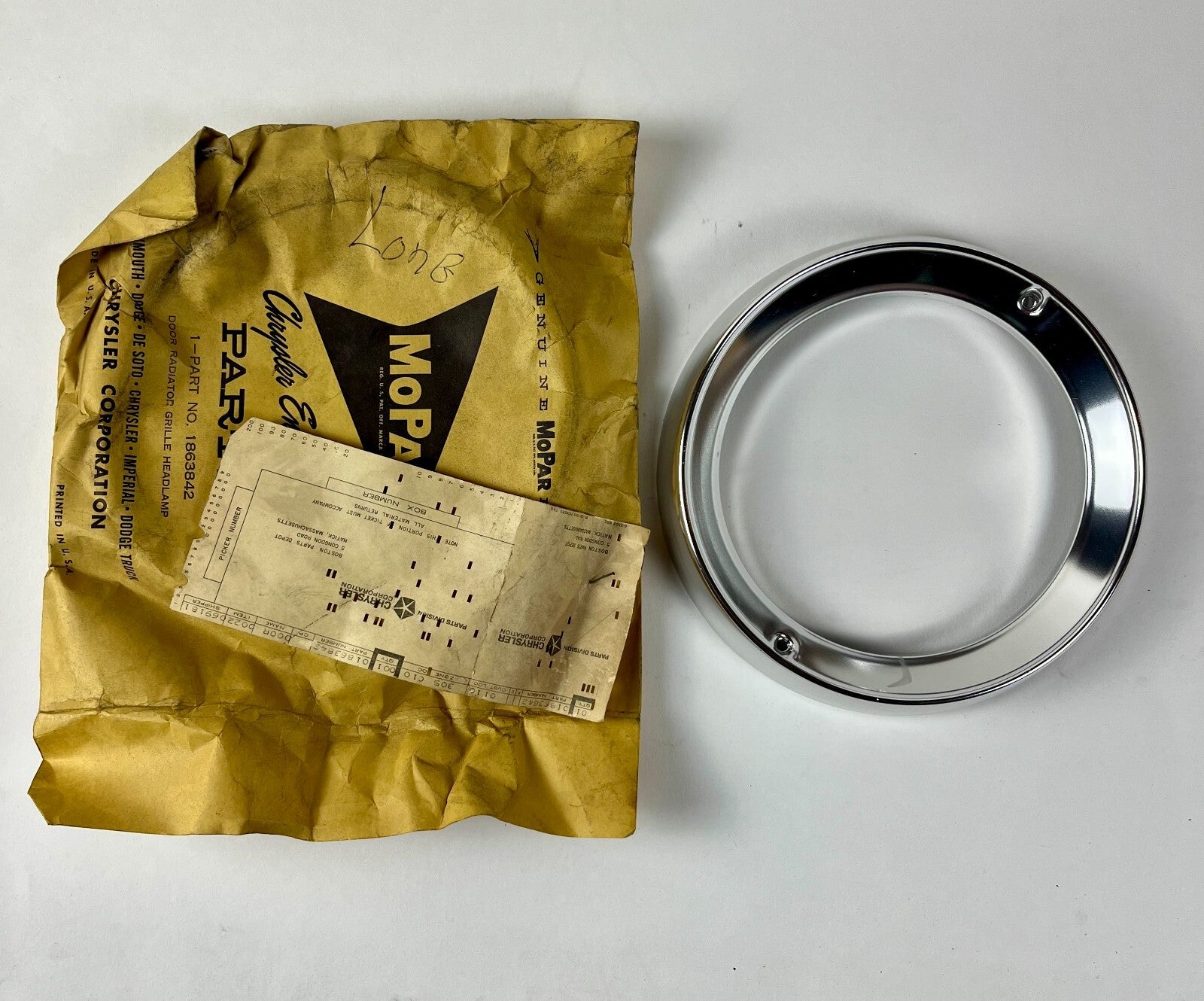 NOS Mopar Headlight Bezel 1960 Plymouth Models #1863842 – Roberts Motor ...
