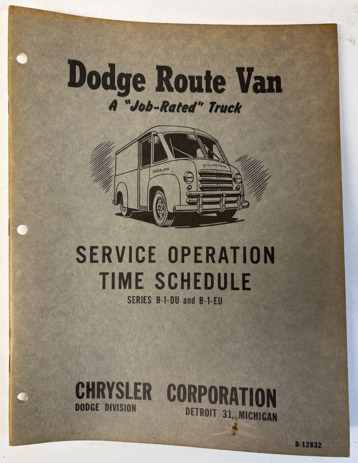 Original 1949-1950 Dodge Route Van Service Operation Time Schedule D-1 ...