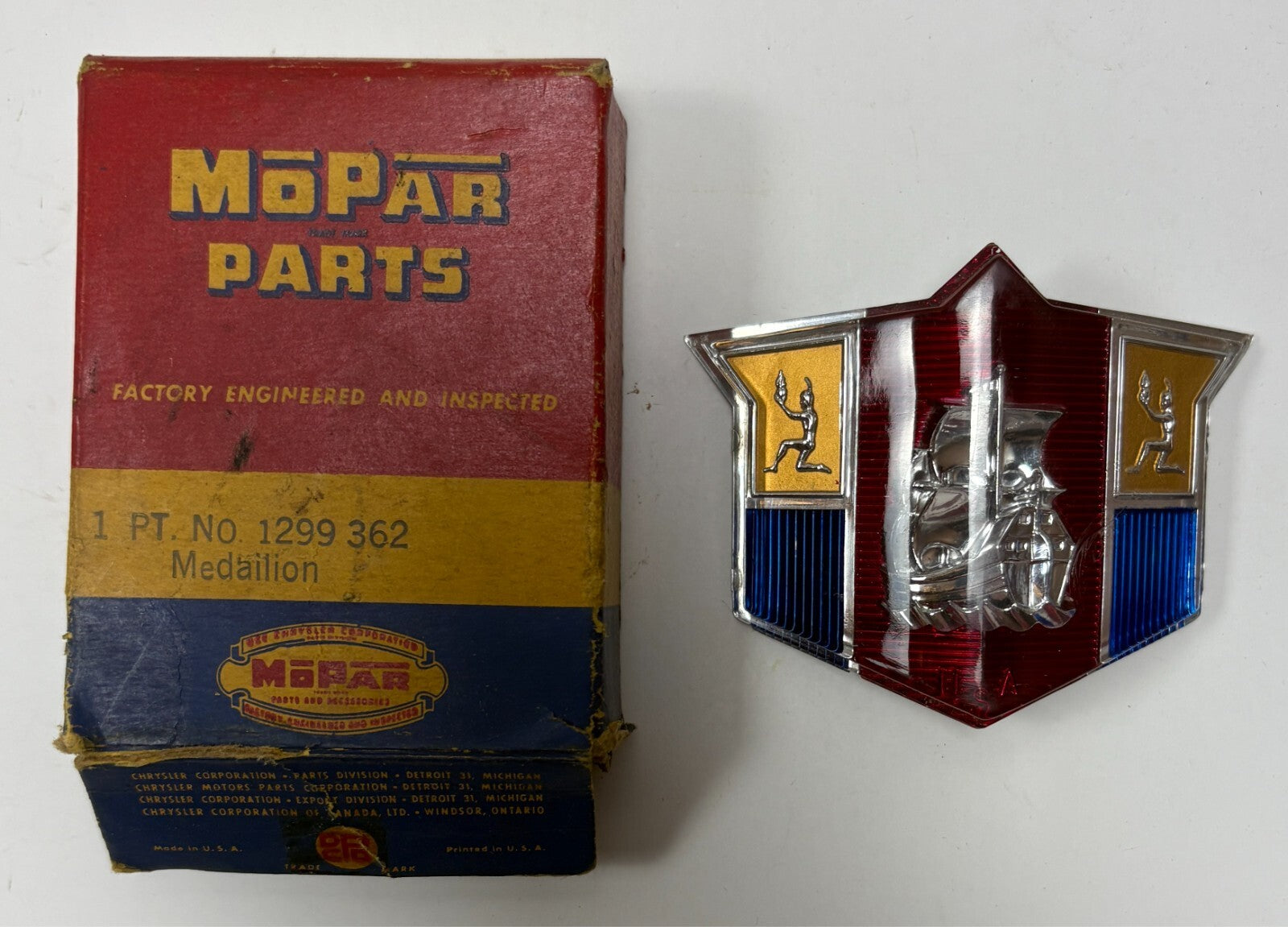 New Old Stock Hood Medallion for 1949 Plymouth Models Mopar #1299362 ...